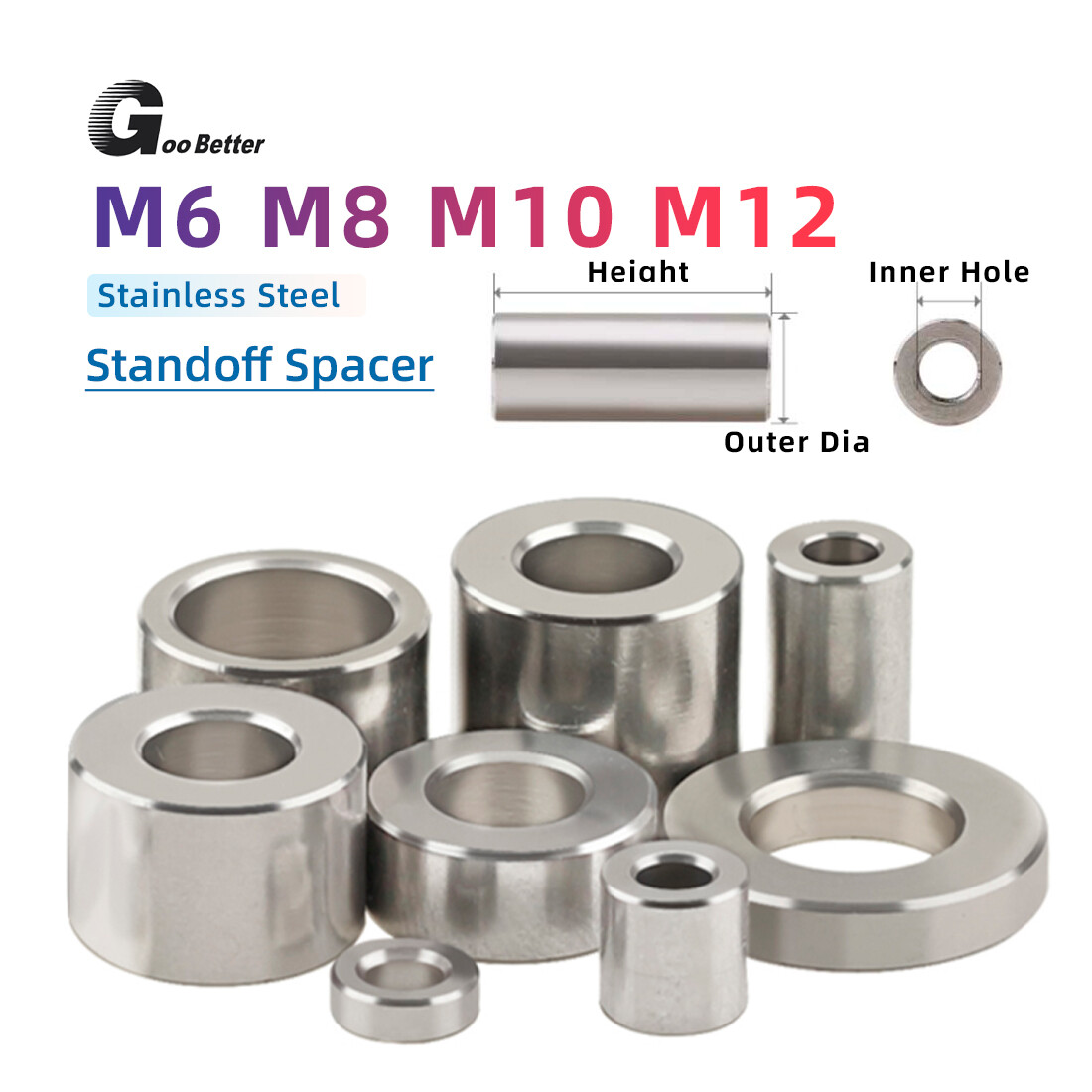 M6 M8 M10 M12 M13 Stainless Steel Spacer Standoff Collar Stand Off ...