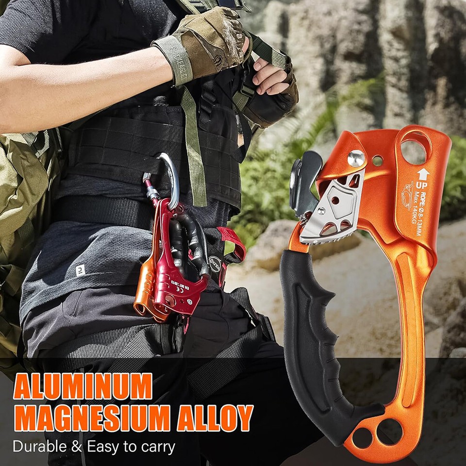 Hand Ascender Rock Climbing Tree Arborist Rappelling Gear Rope L/R 8 ...