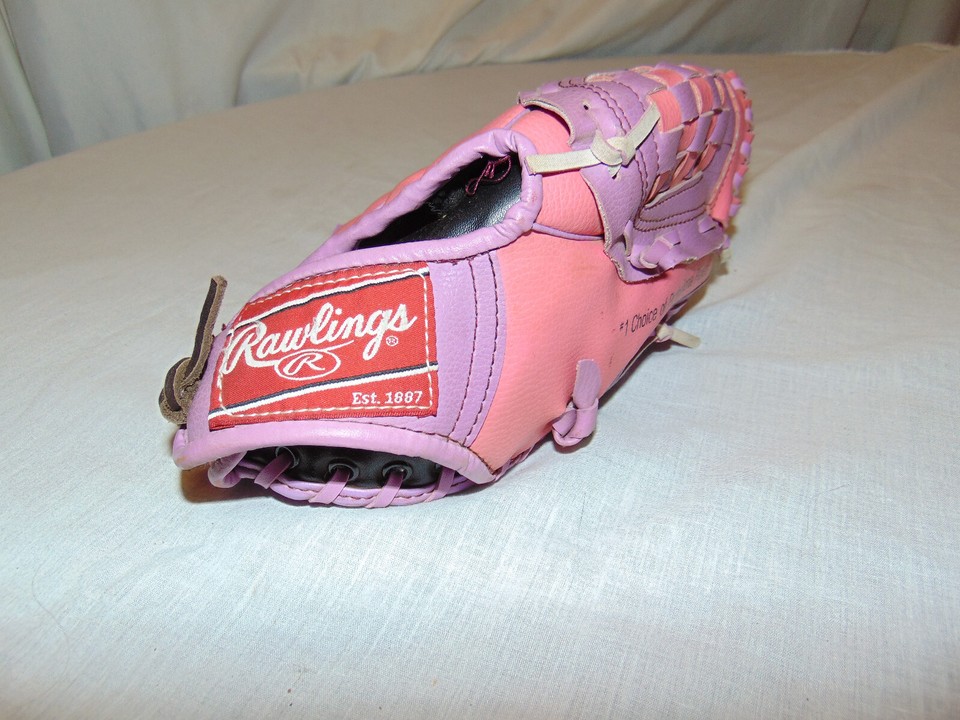 Girls Rawlings Baseball Ball Glove. RTB10 Pink & Purple 4 Right Handed ...