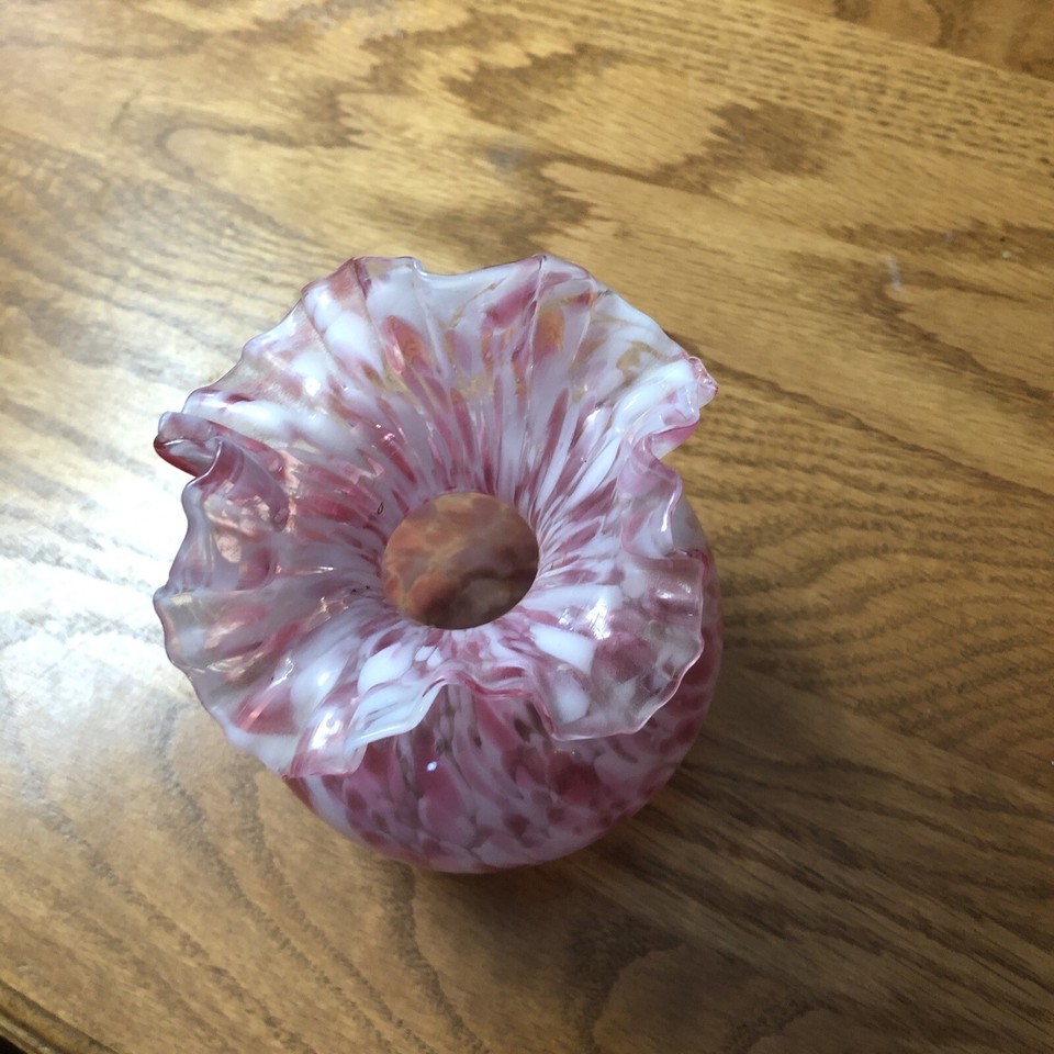 Hand Blown ROSE MIST Style Squat Vase Unknown Maker | eBay UK