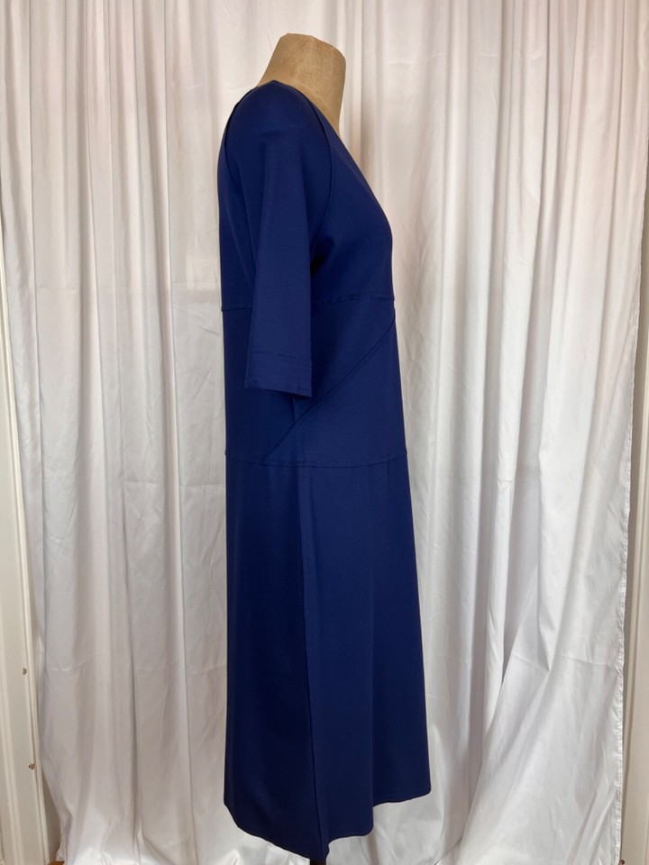 Piazza Sempione French Blue Knit V-Neck BodyCon Midi Dress SZ 46 IT NWT ...