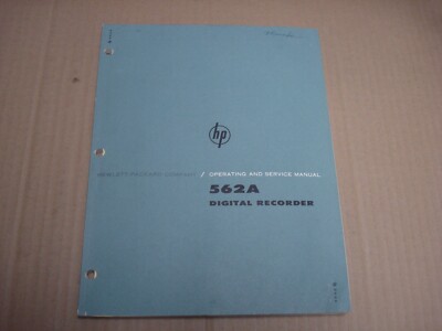 HP 562A Digital Recorder Operating and Service Manual 1962 | eBay