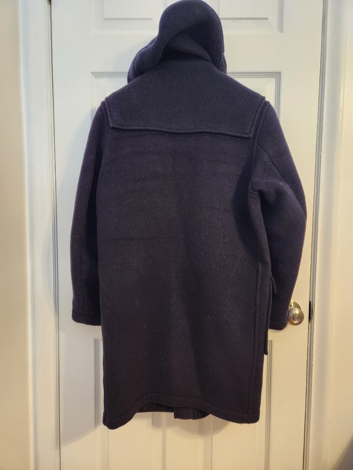 Gloverall English Duffle Coat Hooded Navy Toggle Close with Zipper Mens ...