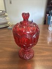 Vintage Ruby Red Glass Compote with Lid – Moon & Stars Style – 6” Tall ...