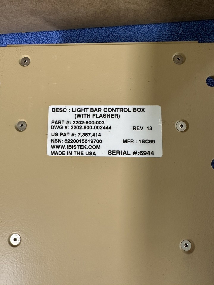 IBIS TEK 2202-900-003 MRAP LIGHT BAR CONTROL BOX FLASHER MILITARY GRADE ...