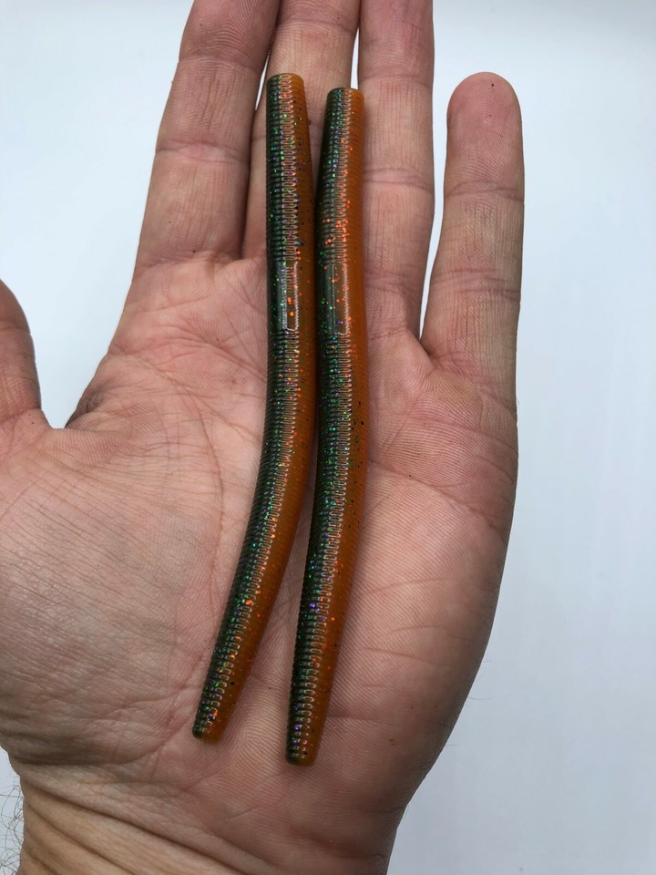 Senko Style Ribbed Stick Bait Soft Plastic Worm Bass Fishing Lure 15ct ...