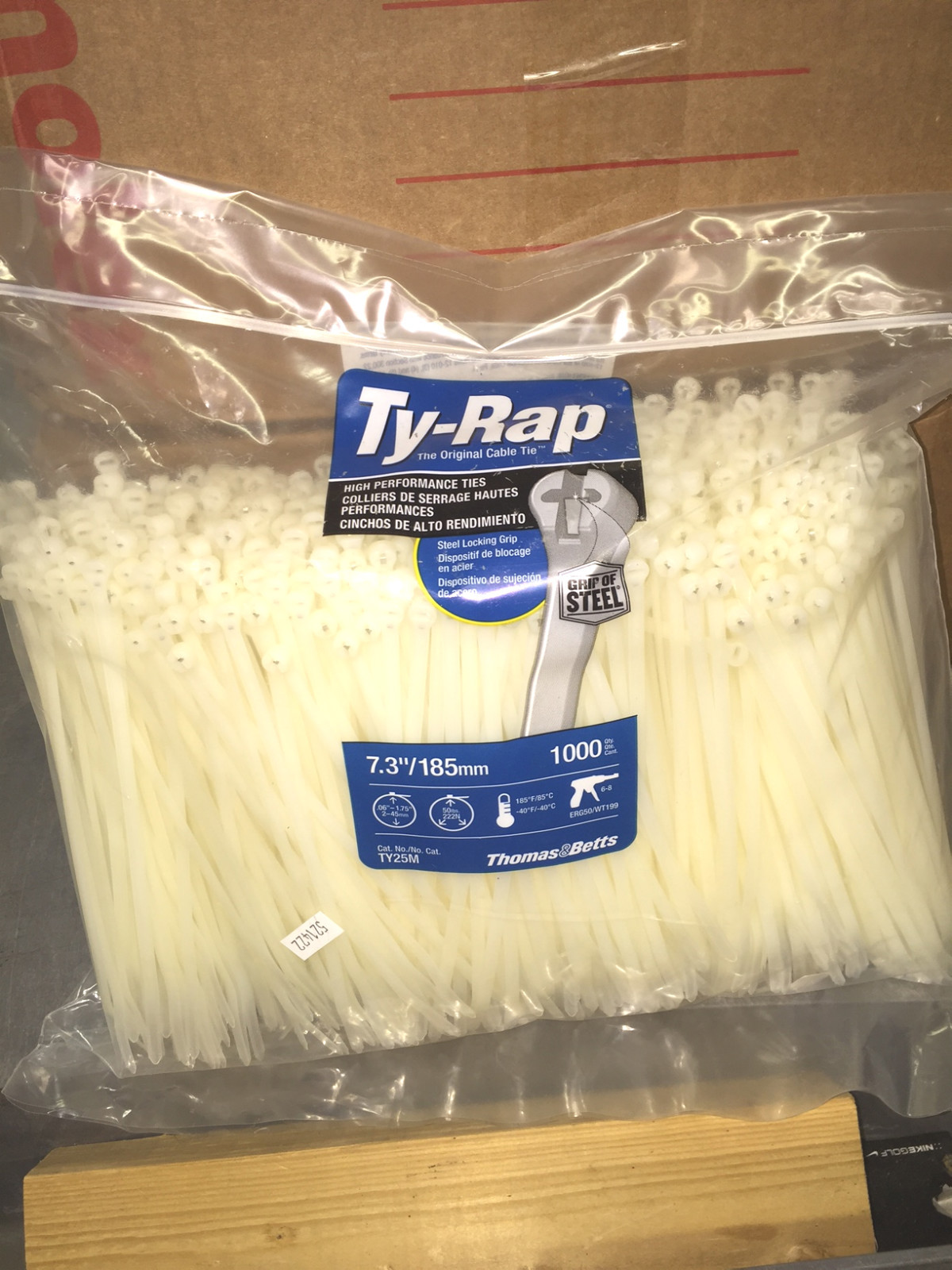 Thomas & Betts Ty-Rap Cable Tie TY25M 7.31" 50lb Natural 1,000/bag ...