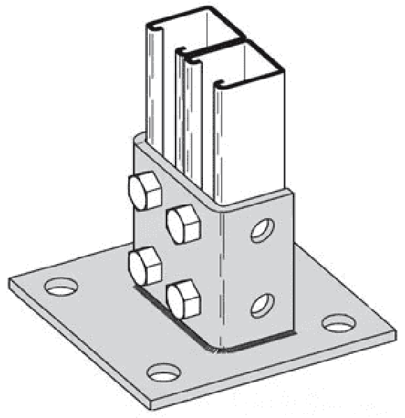 B-LINE B281SQHDG Strut Post Base 6" " Pad 3/4" Hole Diameter Steel 1pc ...