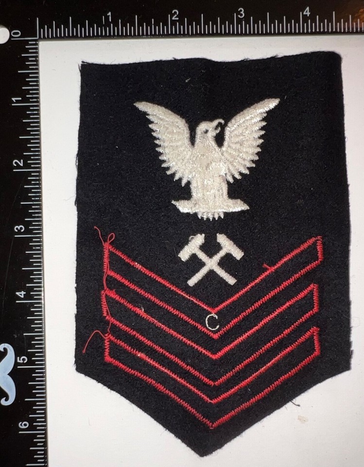 WWII USN US Navy Shipfitter Petty Officer 1st Class Blue Rate Patch | eBay