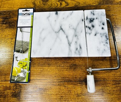 Marble Cheese Board Cutter Wire Slicer 8" x 5" Extra Wires Gray White ...