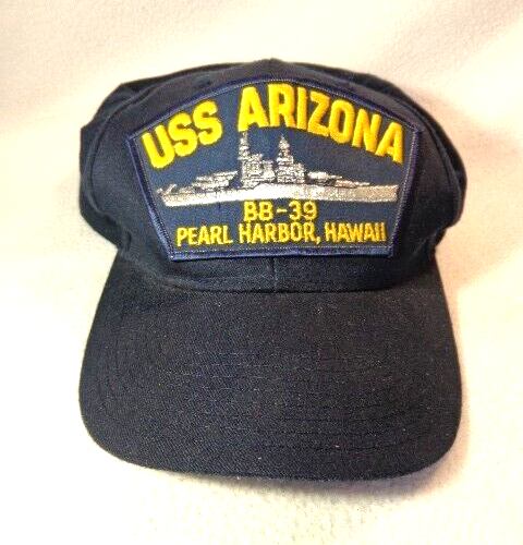 USS ARIZONA Embroidered Patch Ball Cap Hat Adjustable Snap Back VGC | eBay
