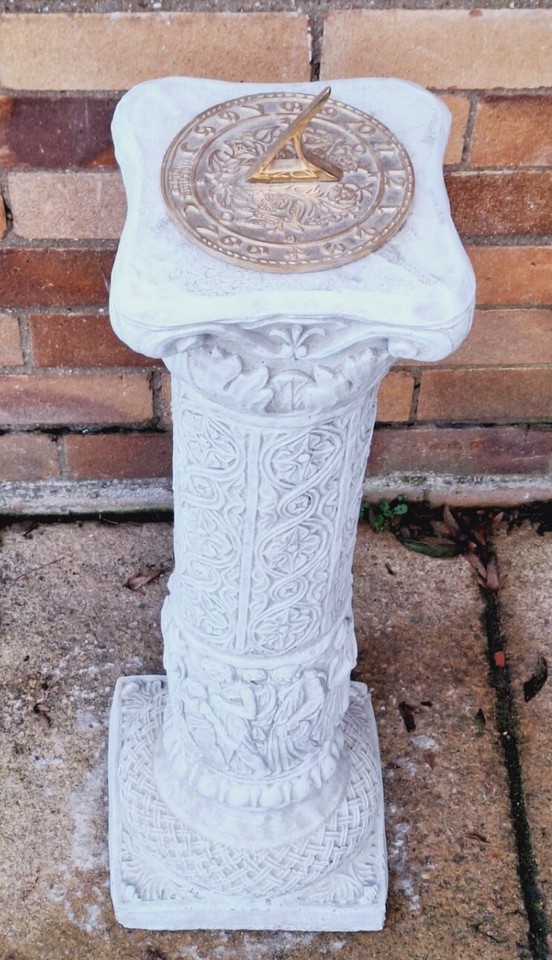 Sundial Ornate Plinth / Column Stone Garden Ornament Decor | eBay UK