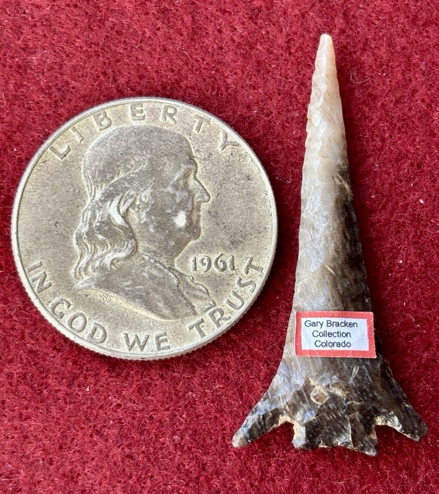 1 7/8" HIGH PLAINS BIRD POINT EX GARY BRACKEN Indian Arrowhead Artifact ...