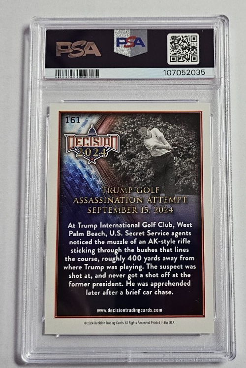 Donald Trump 2024 Decision #161 Assassination Attempt Card Graded PSA ...