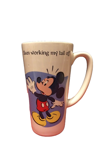 Disney Store Mickey Mouse BEEN WORKING MY TAIL OFF 16 oz Coffee Tea Mug ...
