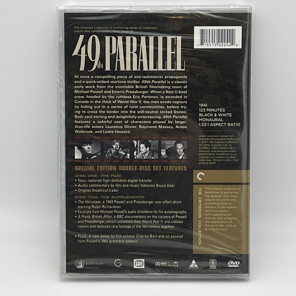 49th Parallel (Criterion Collection) (DVD, 1942, Full Screen, B&W) New ...