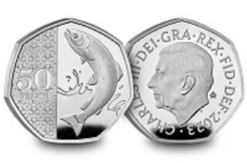 2023 KING CHARLES 111 ATLANTIC SALMON PRIVY MARK 50p, AND KEW GARDENS ...