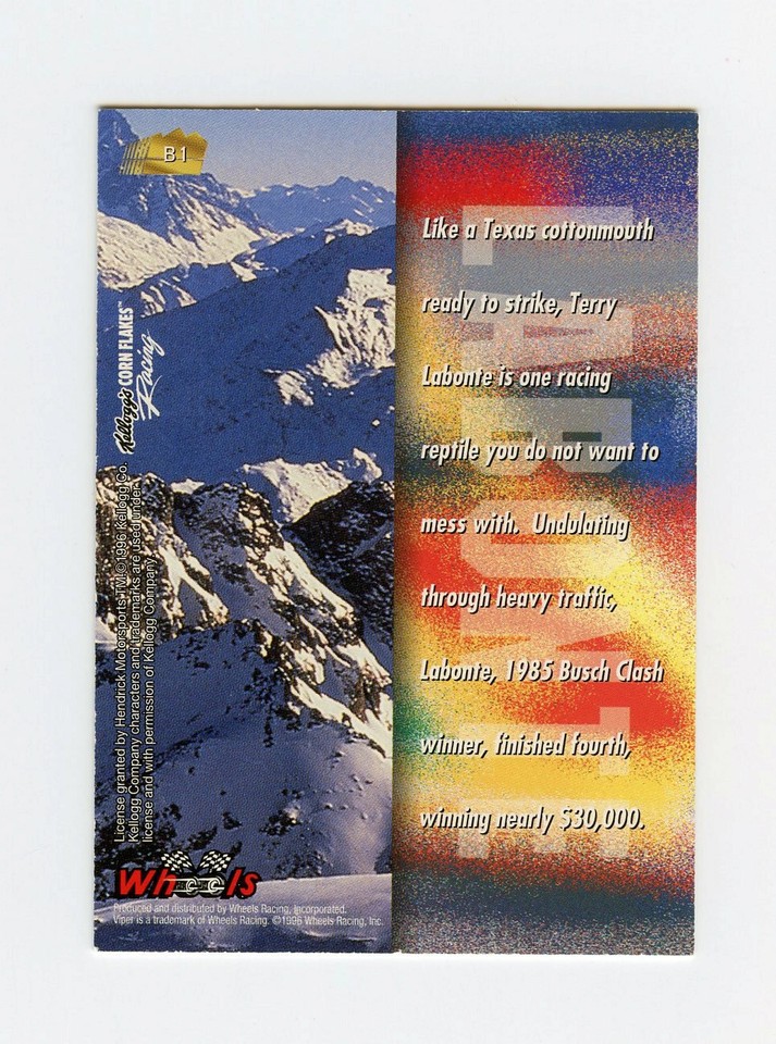 Terry Labonte 1996 96 Wheels Viper Busch Clash Insert First Strike ...