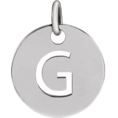 Authentic 925 Sterling Silver Initial G Disc 0.39" Pendant for Men or ...