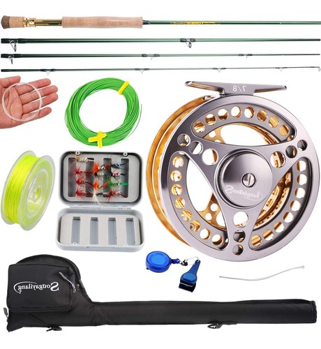 Sougayilang Fly Fishing Rod/Reel Combo w/Lightweight Portable Fly Rod ...