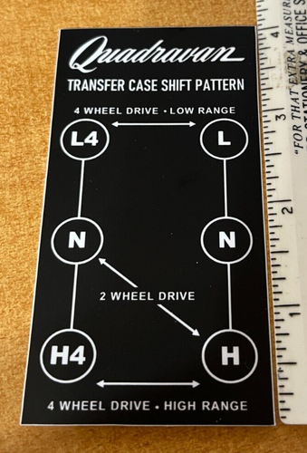 Quadravan twin stick shift pattern sticker Ford 4x4 Dana van | eBay