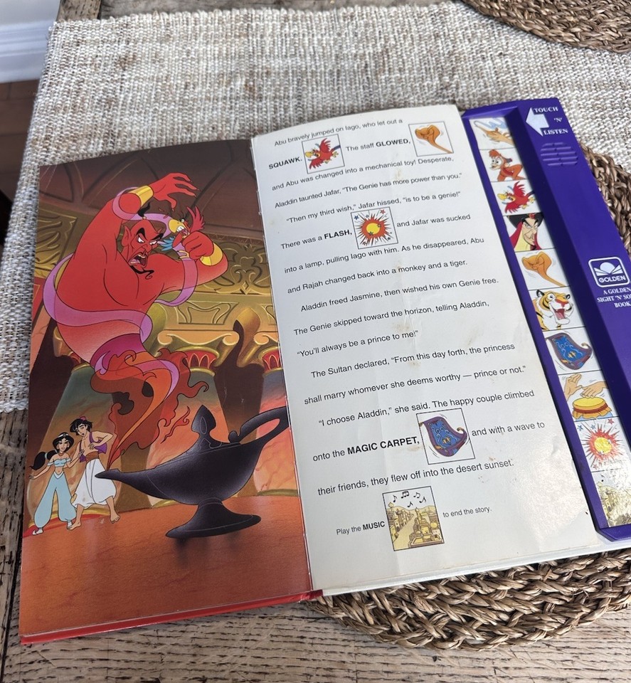 Disney Aladdin Golden Sound Storybook 1990s Vintage Electronic Talking ...