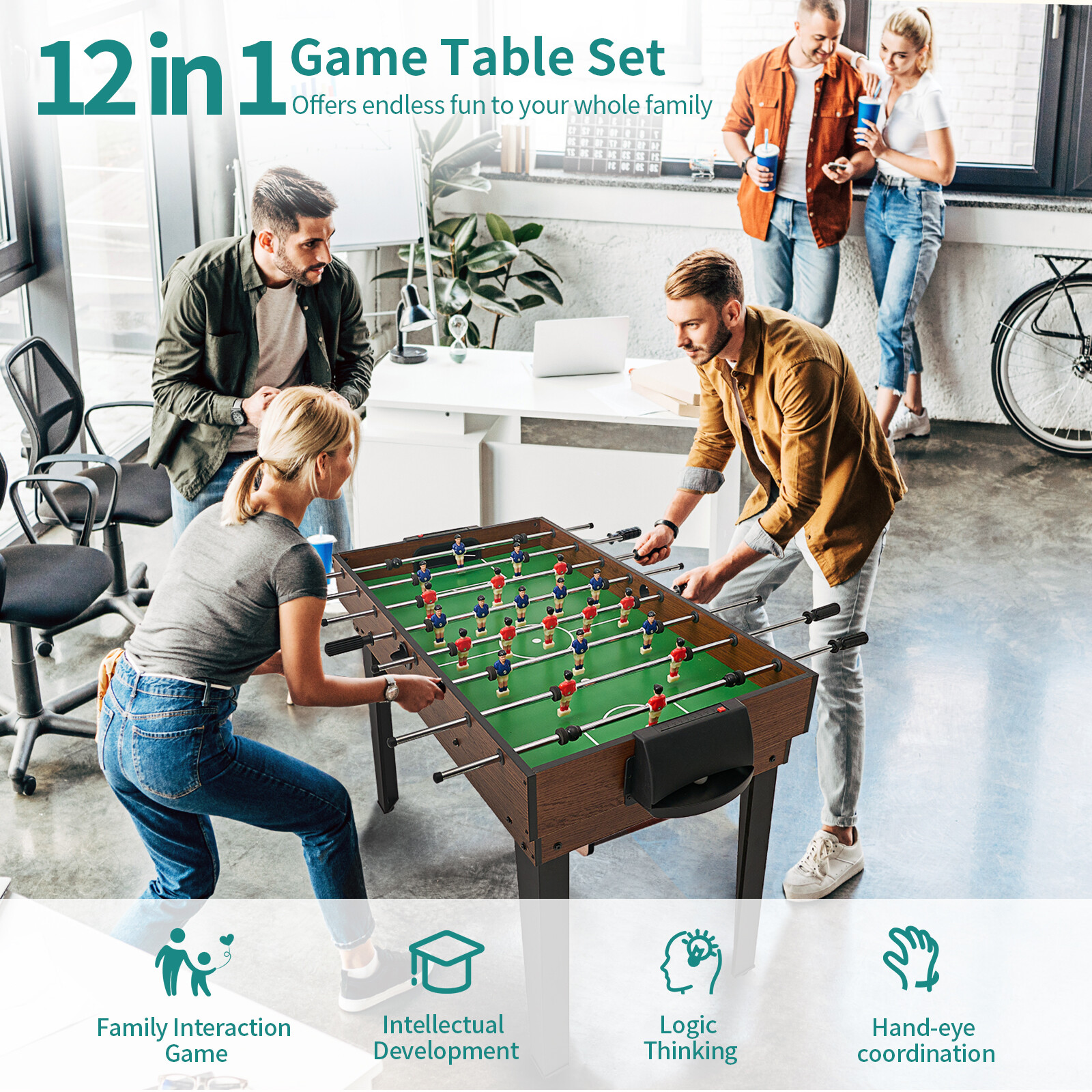 MOPHOTO 12 in-1 Combo Game Table Set - 2x4ft Multi Game Table,Kids ...