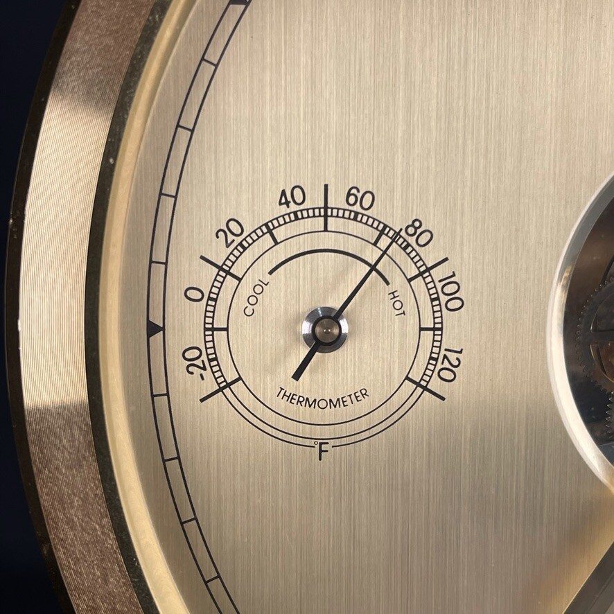 Vtg Howard Miller Weather Station Brass Clock Barometer Thermometer ...