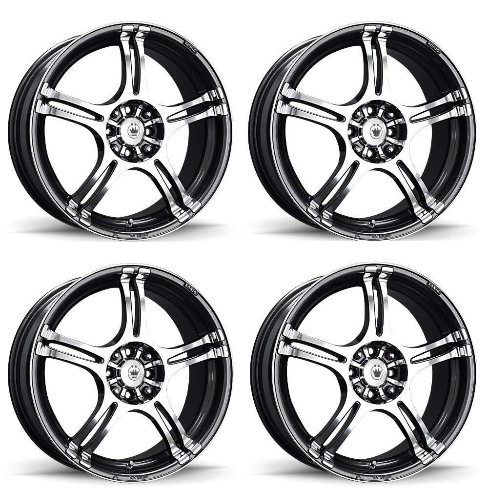 Set 4 15" Konig 48A Incident 15x6.5 4x100 4x4.5 Graphite Machined Face ...