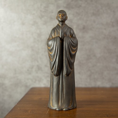 Collect 7.5" Iron Rust Cast Monk Statue Meditation Buddhism Zen Praying ...