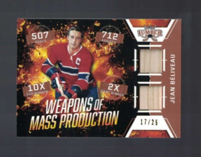 JEAN BELIVEAU 2021-22 LEAF LUMBER GAME USED WEAPONS OF MASS PRODUCTION ...