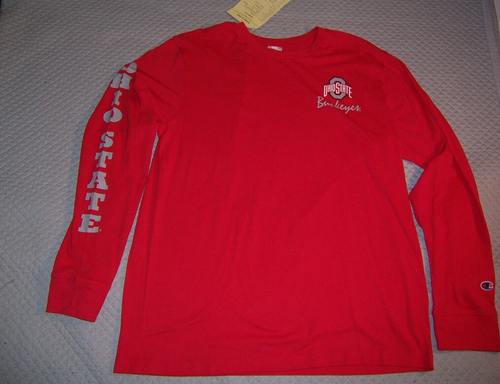 NWT Ohio State Buckeyes Men Large Long sleeve T shirt Sample Red Front ...