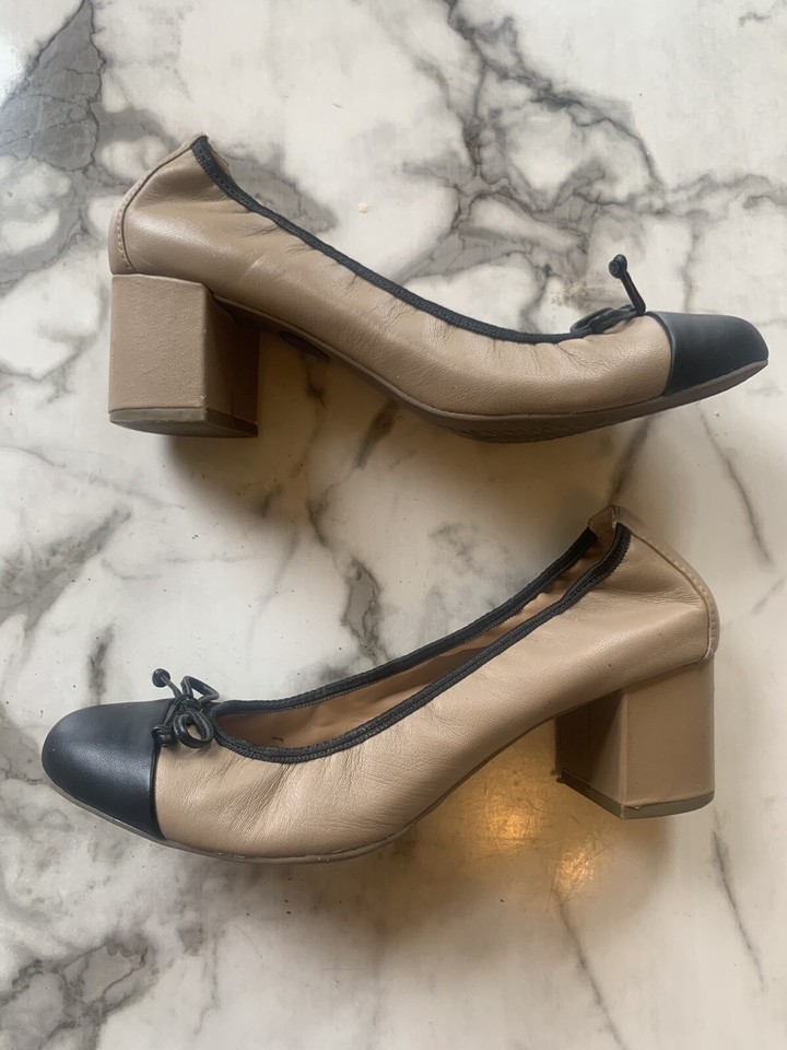 ME TOO CAP TWO TONE 100 % Leather(Upper) Pump-Tan/ Black-8.5M | eBay