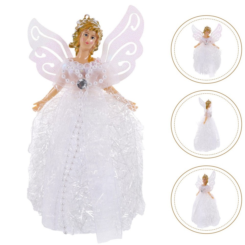 Angel Figurines Christmas Angel Statue Fabric Plastic Decoration For ...