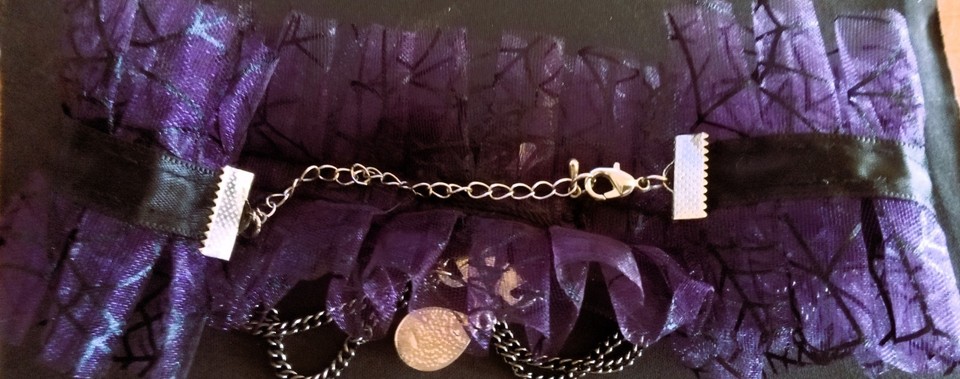 Halloween Gothic Choker Necklace Purple Spider Web Gem Chains Teardrop ...