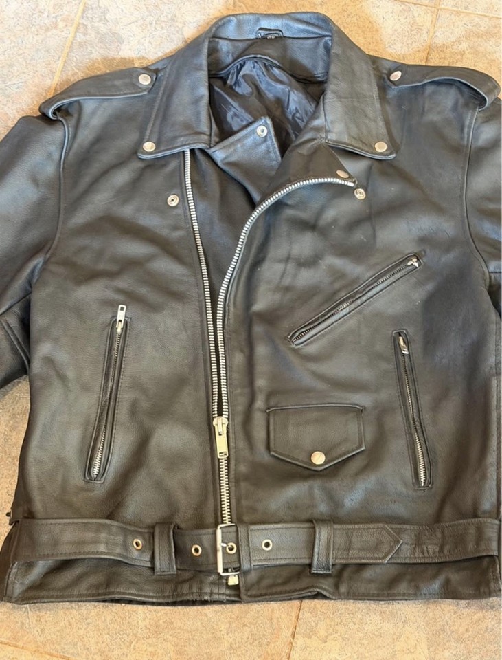Vintage Echtes Leder black leather motorcycle jacket Men’s Extra Large ...