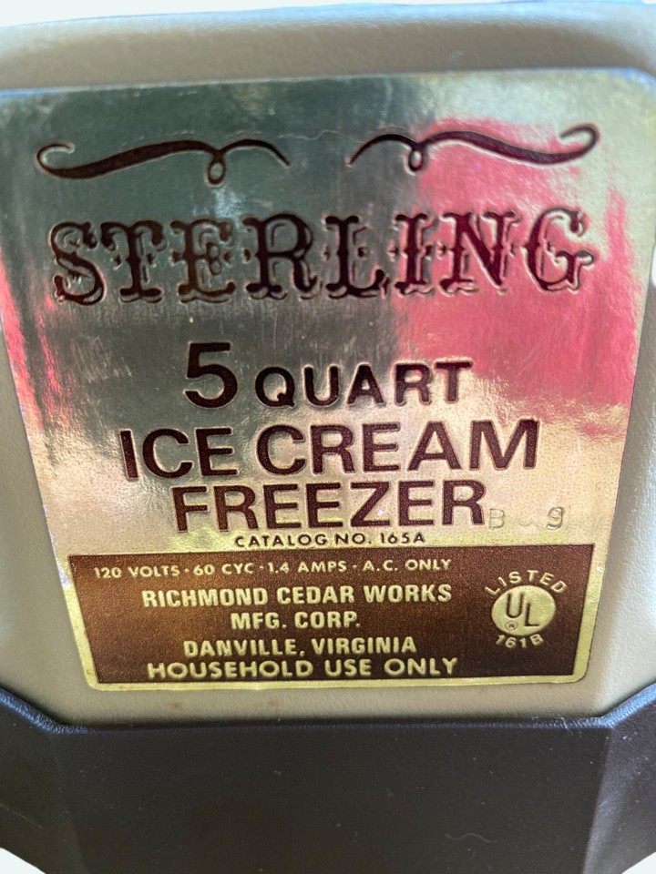 Sterling 5 Quart Ice Cream Freezer With Motor & Accessories Richmond ...