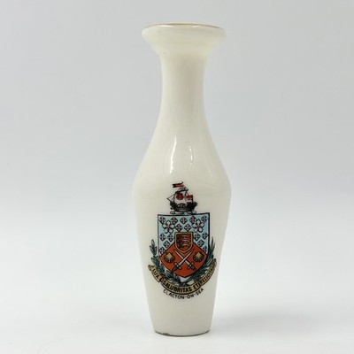 WH GOSS CRESTED CHINA MINIATURE MODEL OF GLASS LACHRYMATORY CLACTON-ON ...