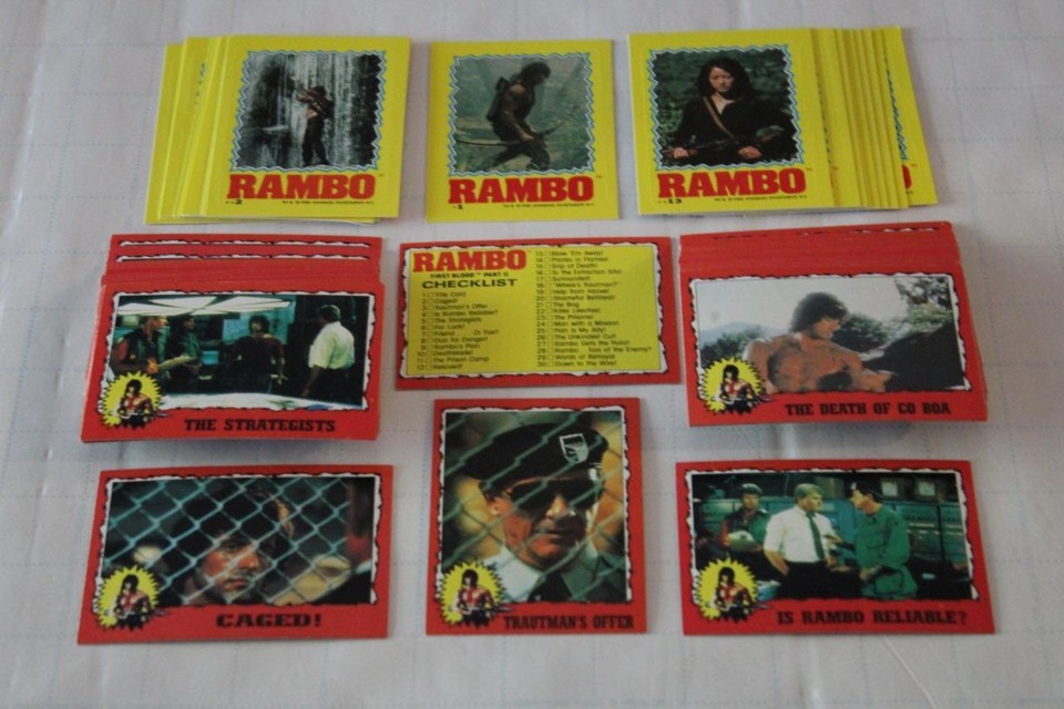 1985 TOPPS RAMBO FIRST BLOOD PART II TRADING CARD SET 66 CARDS + 22 ...