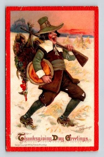 Frances Brundage Thanksgiving Pilgrim Hunting Dead Turkey Rifle Pie ...