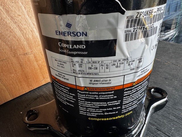 COPELAND COMPRESSOR 3 TONS ZP34K6E-PFV R410 208-230/1/60 | eBay
