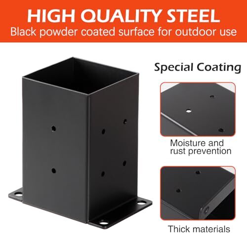 4x4 Base Column Bracket Heavy-Duty Coated Column Wooden Column Fixing ...