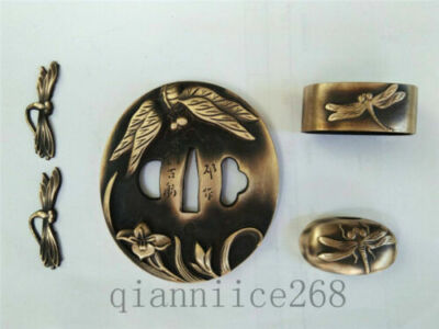 High quality brass dragonfly Tsuba and fuchi for Japanese Samurai sword ...