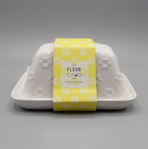 Fleur by Ciroa Ivory/Off White Stoneware Lidded Butter Dish Brand New ...