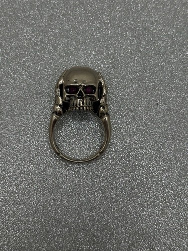 Sterling Silver Hear No Evil Skull Ring with Ruby Eyes Size 6.75 Gothic ...