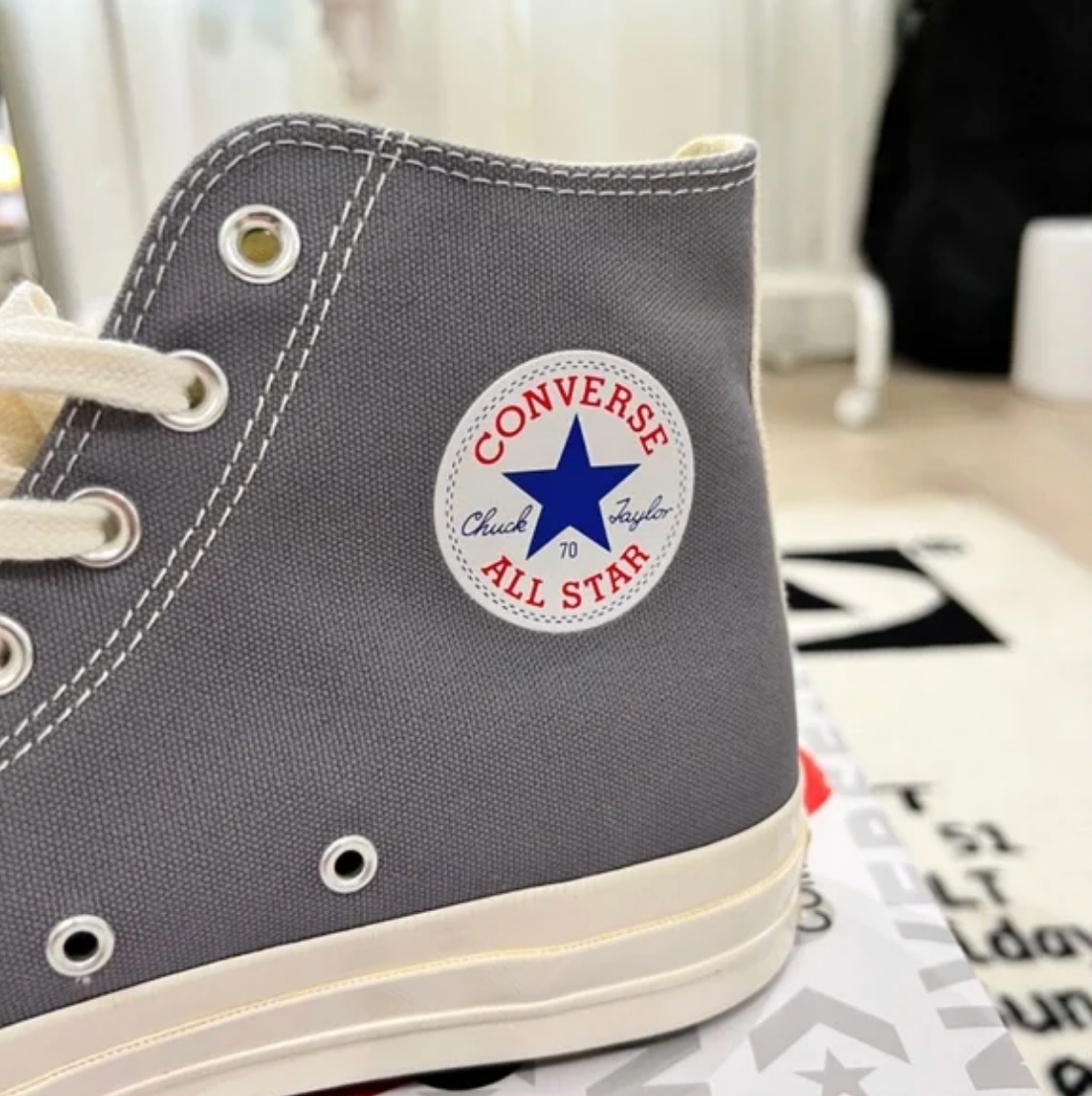 Converse X Comme Des Garcons Gray Black Heart Logo High Top Sneakers ...