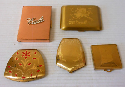 Vintage 5-pc lot Ladies Compacts, Cigarette Case & Coppercraft Guild ...