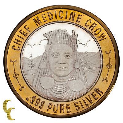 Chief Medicine Crow Native American Casino Gaming Token .999 Silver ...