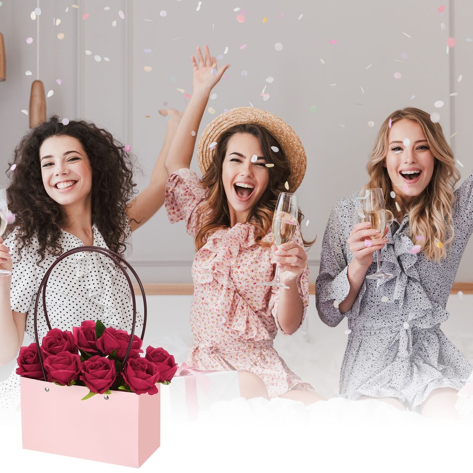 Flower Gift Box, 24 Pcs Paper Bouquet Flower, Pink & Pure Black | eBay UK