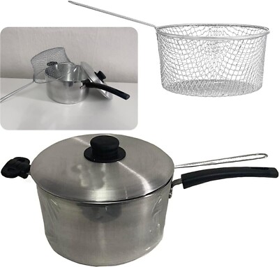 Large 24cm Stainless Steel Chip Pan Potato Fryer Dish Wire Basket Deep ...